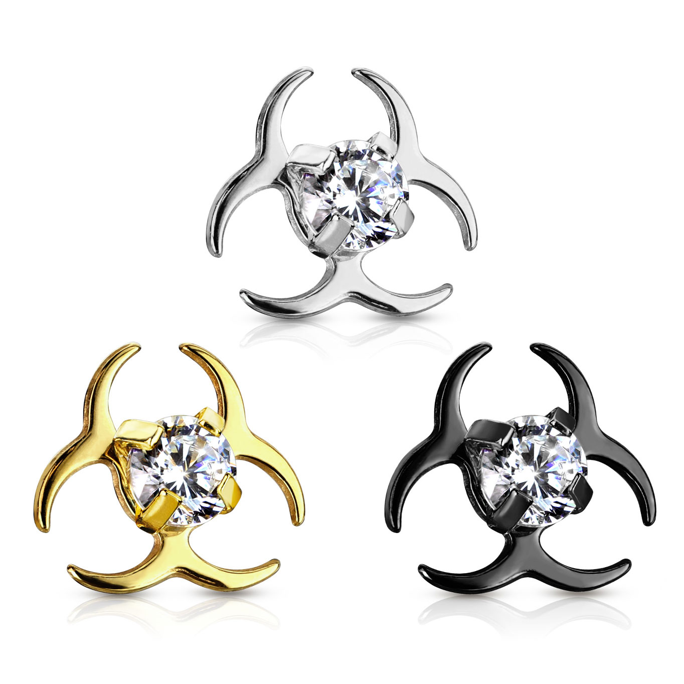 Biohazard symbol med klar sten til dermal anchor base